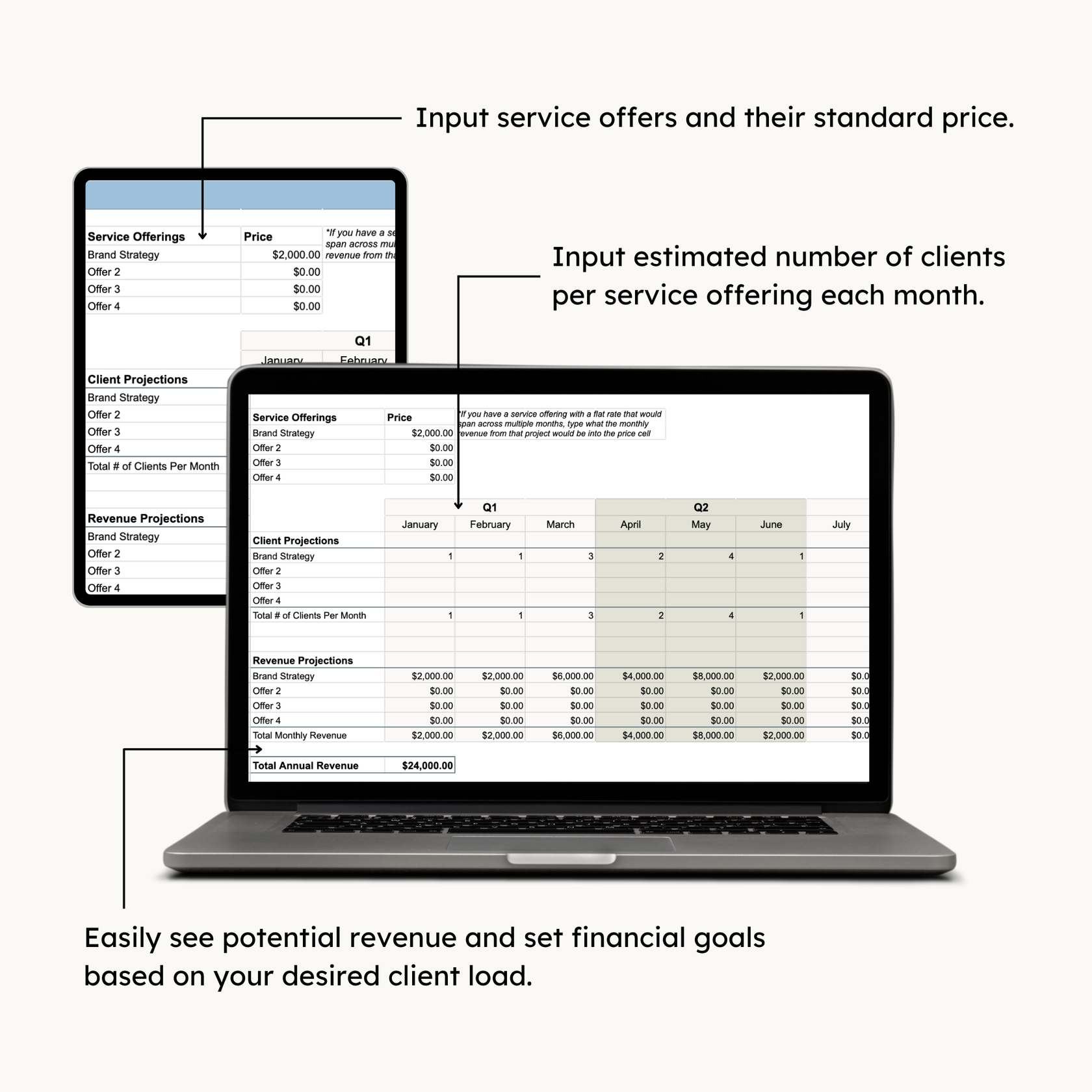 Client Projections & Revenue Planner – The Visionary Vault by Upwell ...