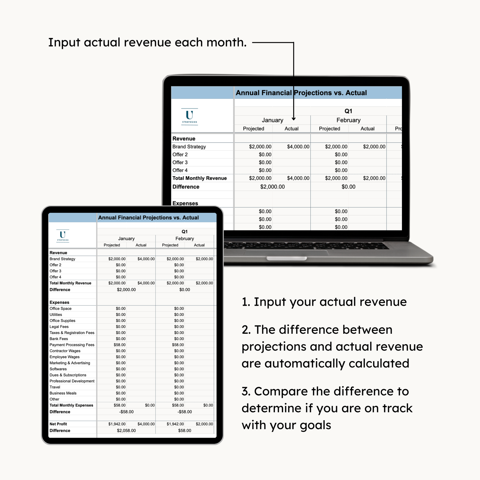 Client Projections & Revenue Planner – The Visionary Vault by Upwell ...