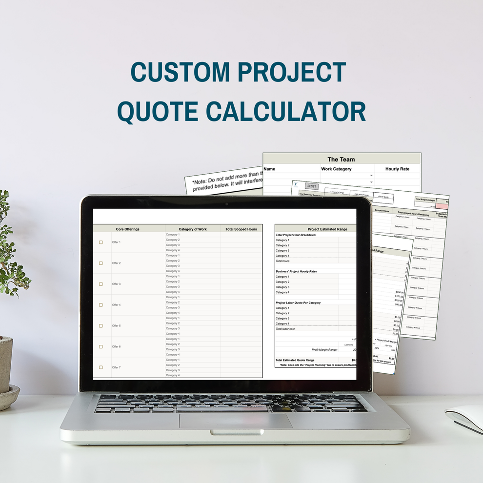 Custom Project Quote Calculator – The Visionary Vault by Upwell Strategies